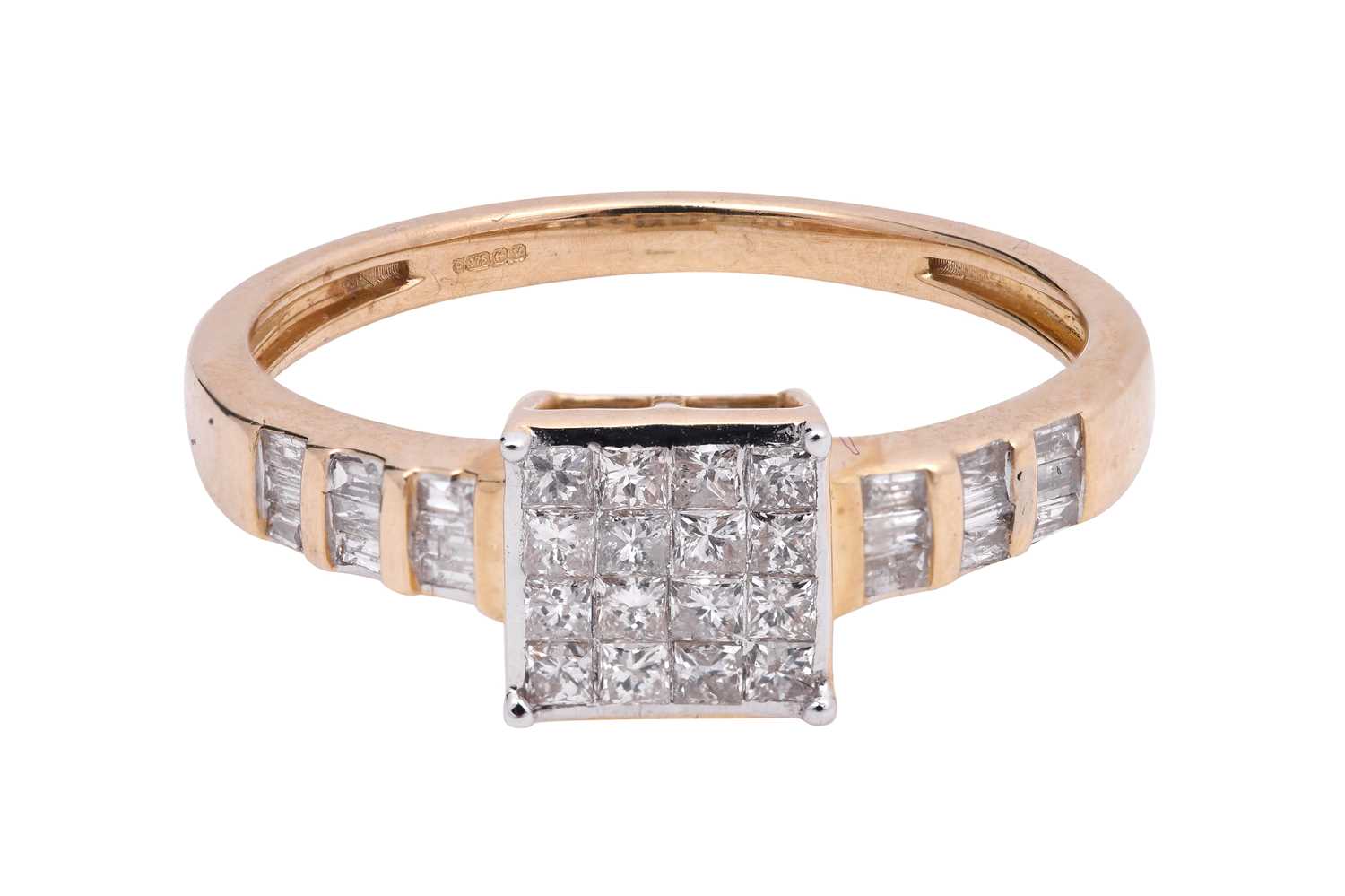 Lot 32 - A DIAMOND-SET YELLOW GOLD SQUARE TOMAS RAE