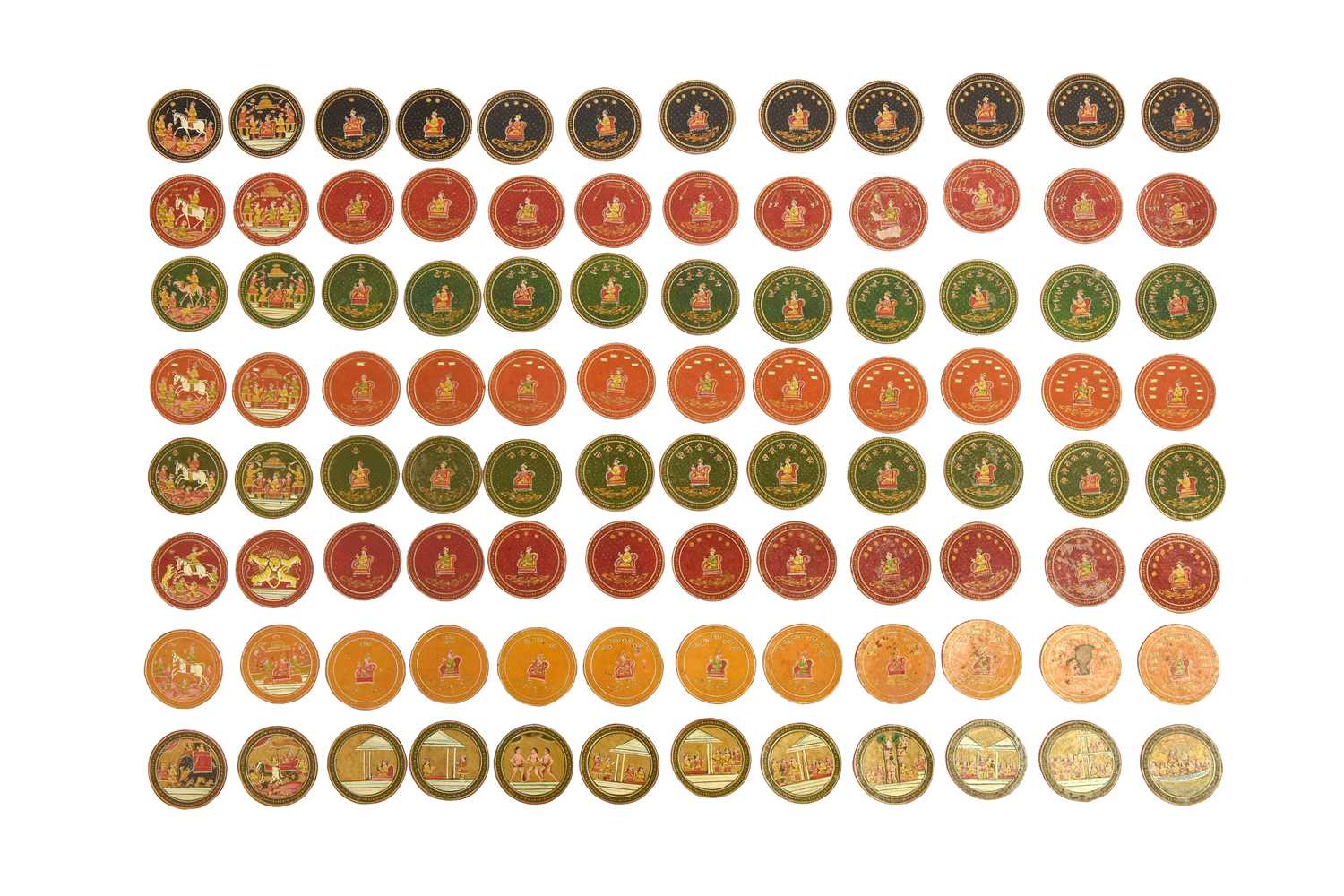 Lot 68 - A SET OF POLYCHROME-PAINTED AND LACQUERED